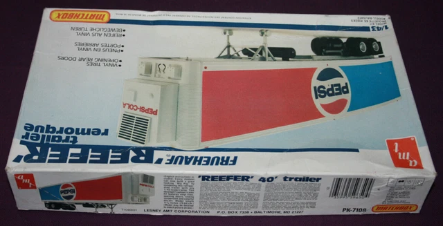 MATCHBOX AMT PEPSI Fruehahf Reefer 40ft Trailer 1:43 scale model kit PK ...