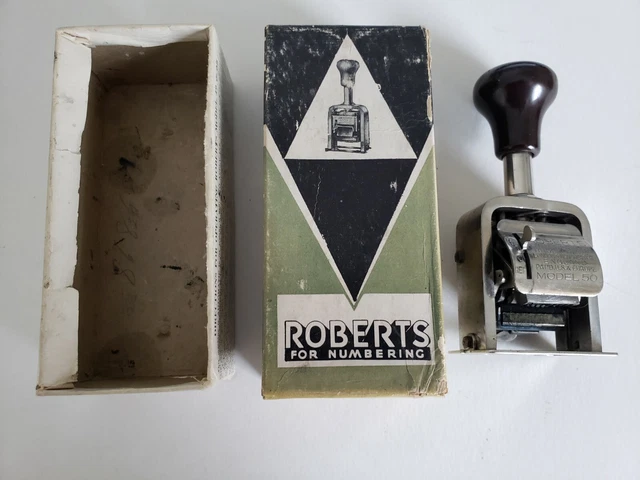 VINTAGE ROBERTS NUMBERING Machine Model 49/50 with Original Box Cons ...
