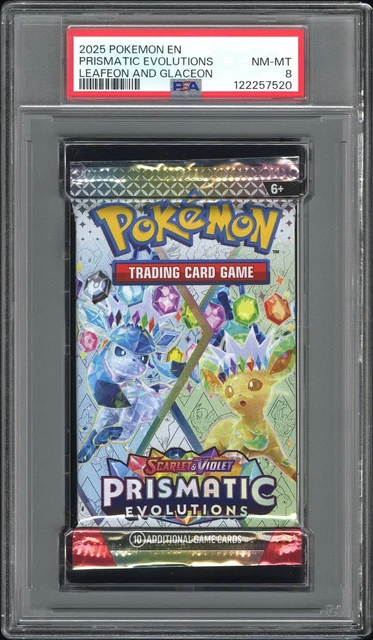 PSA 8 FOIL Prismatic Evolutions Booster Pack 2025 Leafeon And Glaceon ...