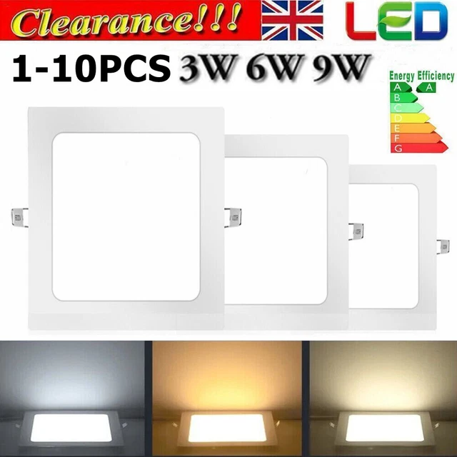 10X ULTRA SLIM Recessed LED Flat Panel Ceiling Spot Lights Downlight ...