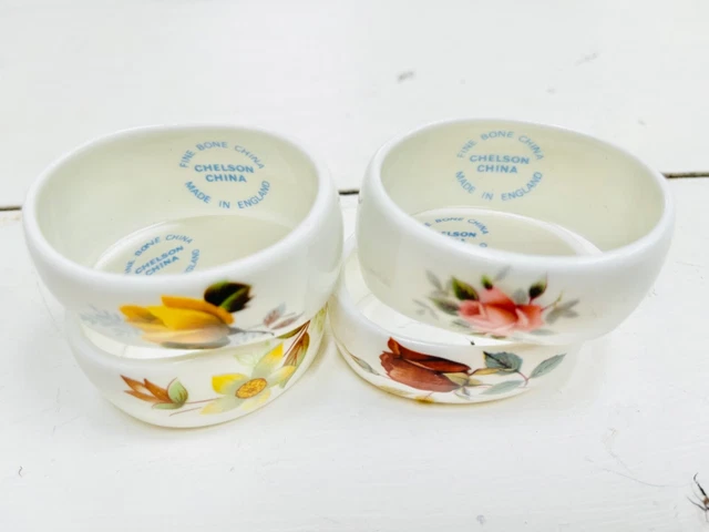 VINTAGE FINE BONE China Napkin Rings Set Chelson Made In England ...