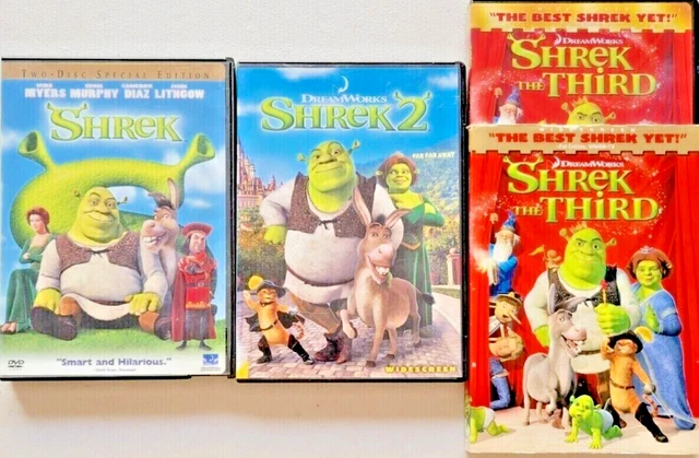 SHREK, SHREK 2 & Shrek the Third Trilogy DVD Bundle (Comedy, Mike Myers ...