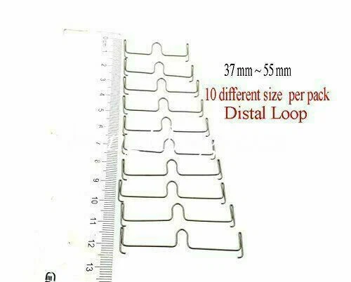 10 TYPES DENTAL Orthodontic Palatal Arch Bar Distal Loop 37-55mm 10 Pcs ...