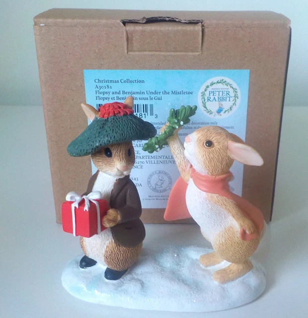 ENESCO BEATRIX POTTER Flopsy e Benjamin sotto il vischio A30181 Nuovo ...