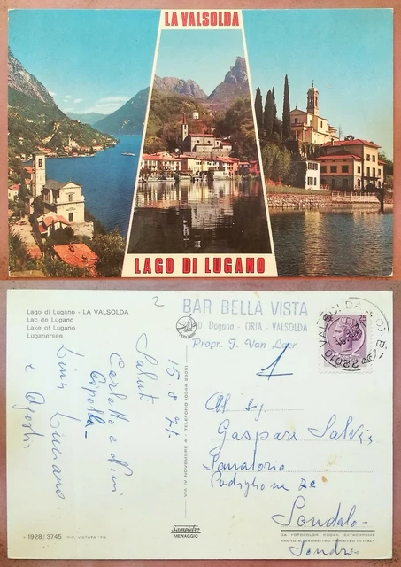 LA VALSOLDA - LAGO DI LUGANO 1971 TIMBRO: BAR BELLA VISTA 22010 Dogana ...