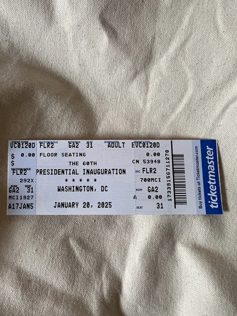 2025 TRUMP PRESIDENTIAL Inauguration ticket CAPITAL ONE ARENA £38.65 ...