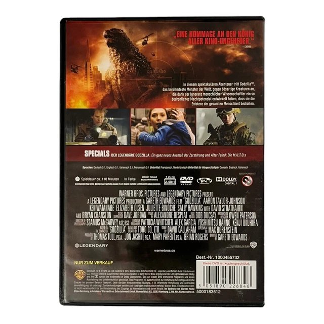 GODZILLA MIT AARON Taylor-Johnson Ken Watanabe Elizabeth Olsen | DVD ...