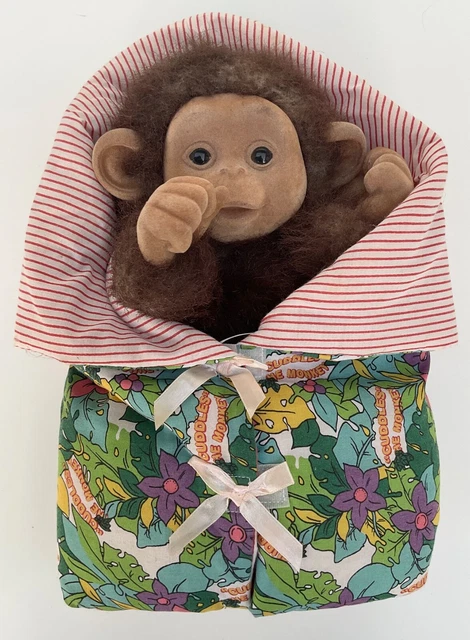 VINTAGE CUDDLES LITTLE Monkey Lost Puppet in Jungle Blanket 12inch Soft ...