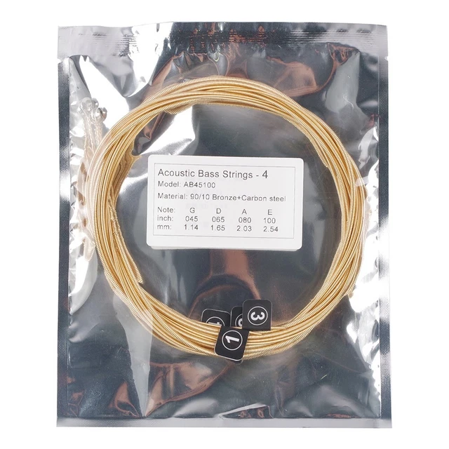 ACOUSTIC BASS STRINGS 45-10 Gauge Musical Instruments 4 String Brass ...