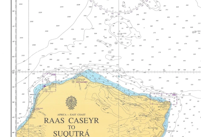 100 AFRIQUE CÔTE Est Raas Caseyr Suqutra Carte Maritime Marine Amiral ...