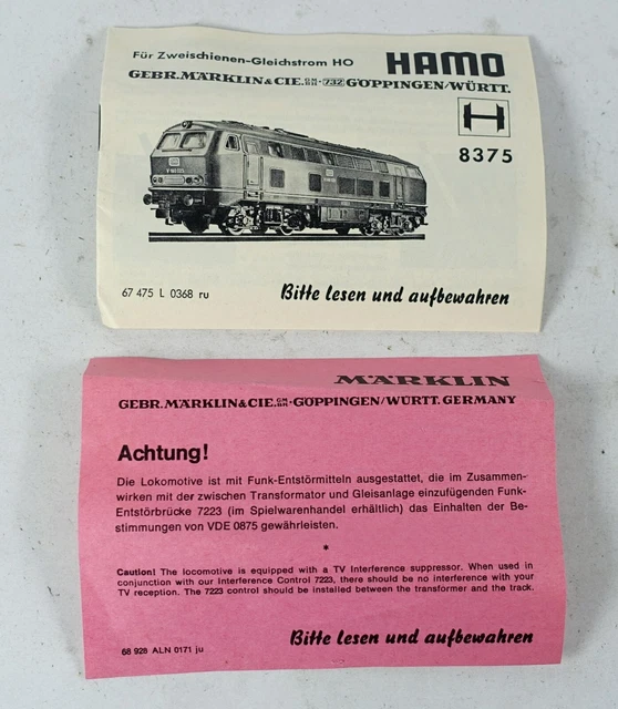 MÄRKLIN HAMO 8375 Diesellok BR 216 H0 Anleitung Handbuch HO Bedienungsanleitung EUR 7,95 ...