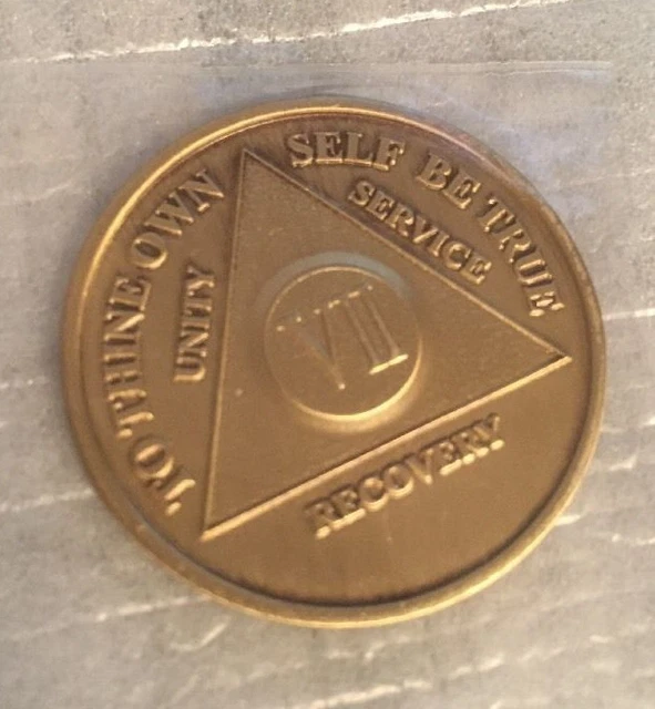 7 YEAR AA Medallion Alcoholics Anonymous Sobriety Chip Coin VII Seven ...
