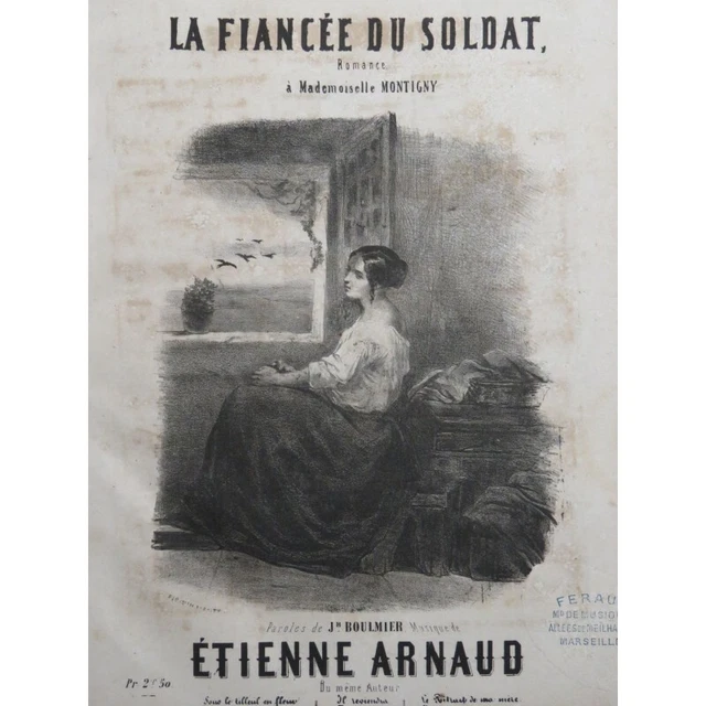 ETIENNE ARNAUD THE Fiancee Of Soldier Nanteuil Singer Piano ca1858 $47. ...
