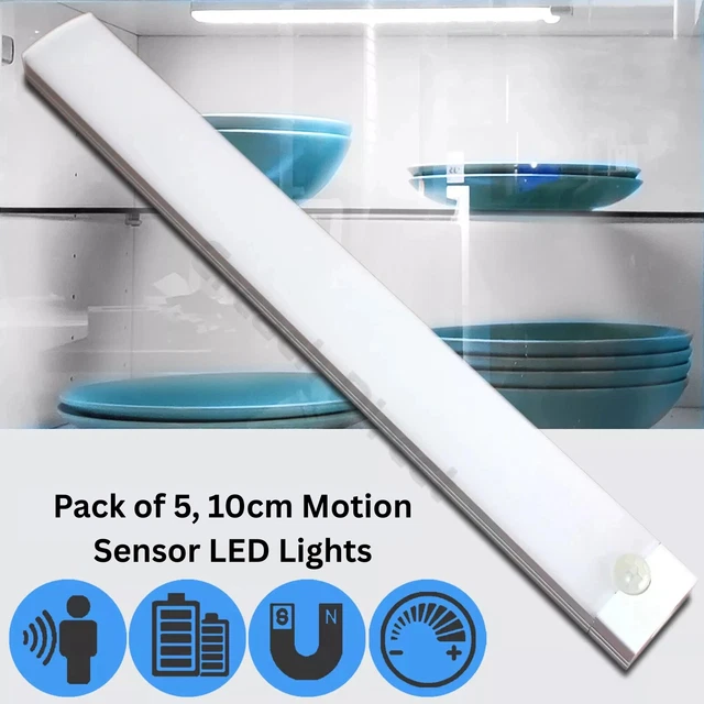 5 PCS WIRELESS LED Kitchen Cabinet Motion Sensor PIR Strip Light ...