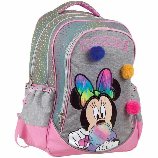 MINNIE MOUSE POMPON Zaino Grande 44x32x20cm Scuola Elementare Bambina ...