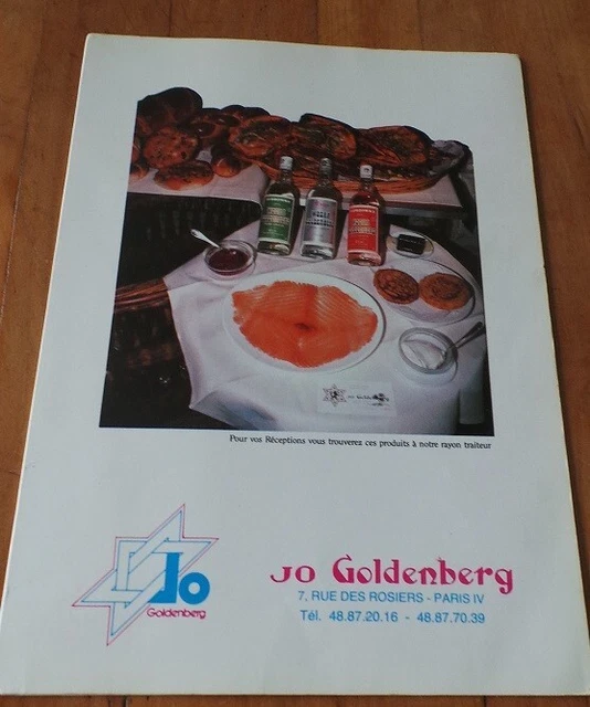 RARE COLLECTOR - Menu Jo Goldenberg - 7 Rue Des Rosiers - Paris EUR 25 ...