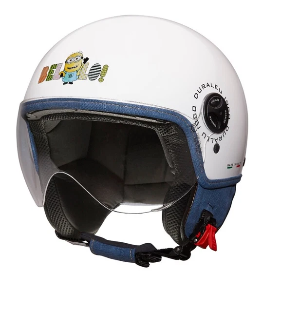CASCO DURALEU JET Demi Jet Minions Despicable Me Adulto Bello Bianco Moto Scoote EUR 129,00 ...