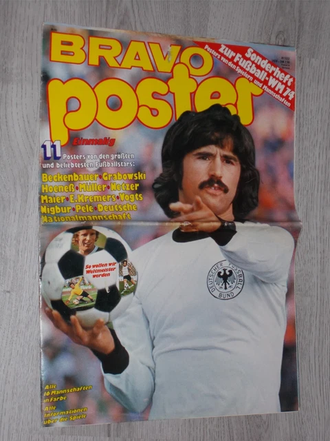 BRAVO POSTER SONDERHEFT zur Fußball-WM 1974 Franz Beckenbauer, Gerd ...