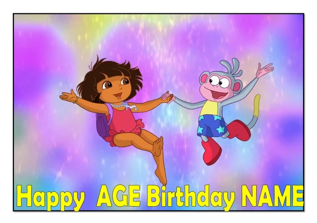 DORA EXPLORER POOL Party Cake Topper A4 Edible Iced Icing Frosting ...