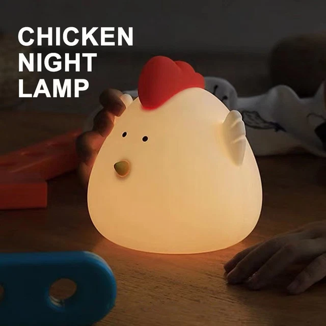 3 GEARS BEDSIDE Night Light Cartoon Chicken Shape Silicone ABS USB ...