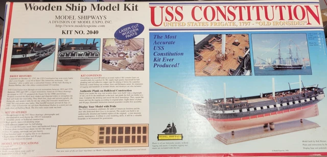 USS CONSTITUTION OLD Ironsides Wood Ship Model Kit #2040 Open Box NEW ...