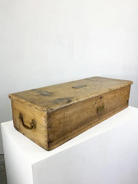 ANTIQUE WW1 MILITARY Officer Brass Trunk Chest Royal Naval Torpedo ...