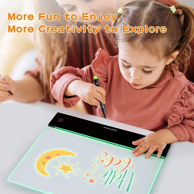 LED DRAWING BOARD for Kids - Doodle Glow Note Board with Colors ...
