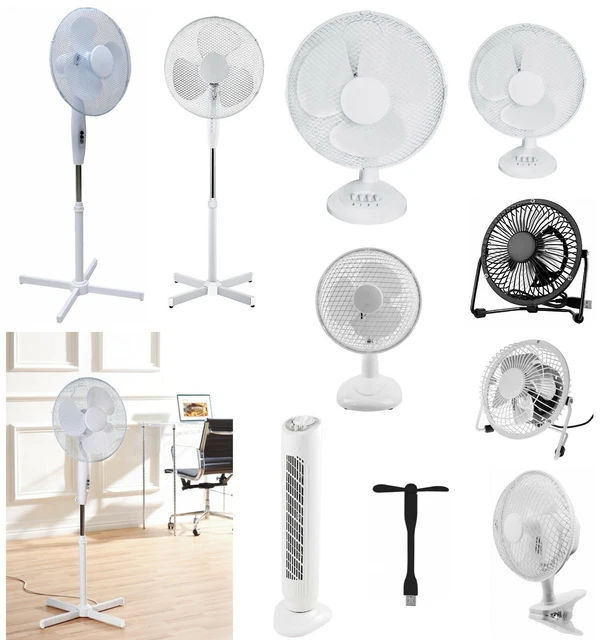 COOLING FAN PEDESTAL Oscillating Stand Desk Electric Tower Standing USB ...