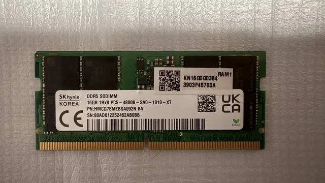 SK HYNIX 16GB DDR5 4800MHz SODIMM Laptop RAM 1Rx8 - HMCG78MEBSA092N BA ...