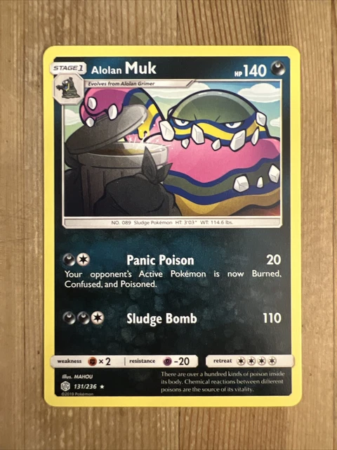 POKÉMON TCG ALOLAN Muk Sun & Moon - Cosmic Eclipse 131/236 Regular Rare ...