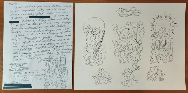 1960S ORIGINAL TOM Pellettiere Zeis Vintage Tattoo Flash Sheet Hand ...