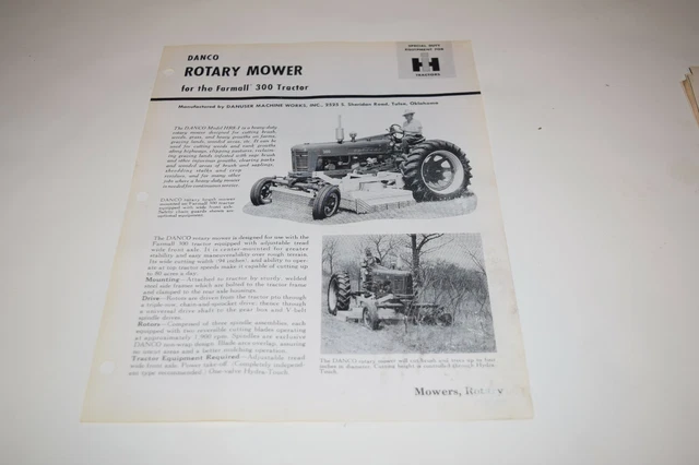 DANCO MODEL HR8-I Rotary Mower for IH Farmall 300 Tractors Brochure EUR ...
