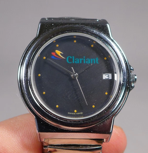 VINTAGE SWISS MADE Fortis Container "Clariant" Quartz Gents Wrist Watch ...