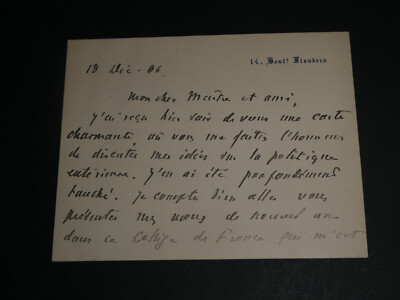 RENÉ PHILIPPE MILLET - CARTE-LETTRE AUTOGRAPHE SIGNÉE, 1906 EUR 50,00 ...
