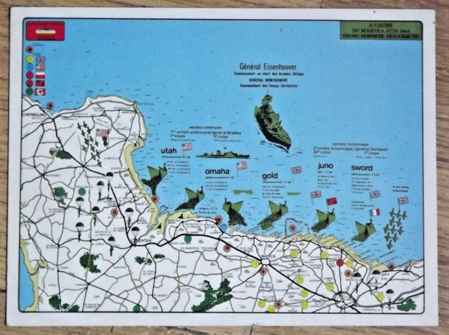 POSTCARD OF D-DAY Invasion Beaches from Gondree Cafe Pegasus Bridge £1. ...