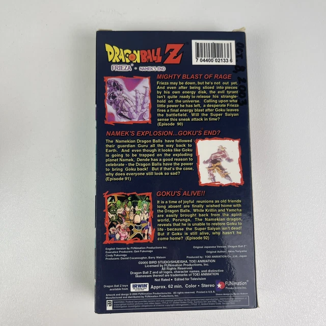 DRAGON BALL Z Frieza Namek's End VHS Mighty Blast Of Rage Goku Alive ...