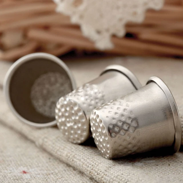 10× VINTAGE FINGERHUT Nähen Grip Pin Nadel Finger Metall Schild Pro New ...