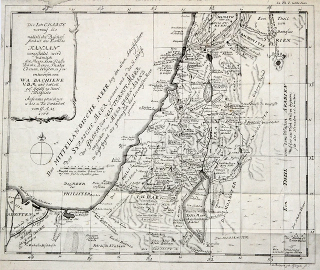 HOLY COUNTRY ISRAEL Palestine Original Copperplate Map Philipp 1766 £ ...