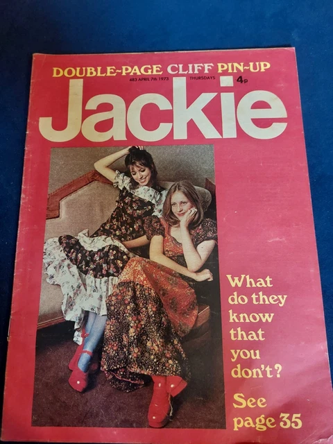 VINTAGE JACKIE MAGAZINE 7th APRIL 1973 Cliff Poster Glitter Elton ...