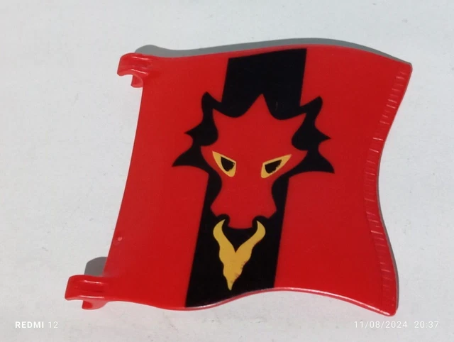 PLAYMOBIL DRAPEAU DRAGON Rouge Forteresse Château Médiéval Ref 3319 ...