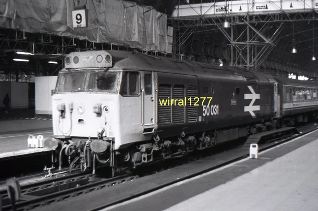 ORIGINAL RAILWAY PHOTOGRAPHIC negative Class 50 50031 at Paddington 02. ...