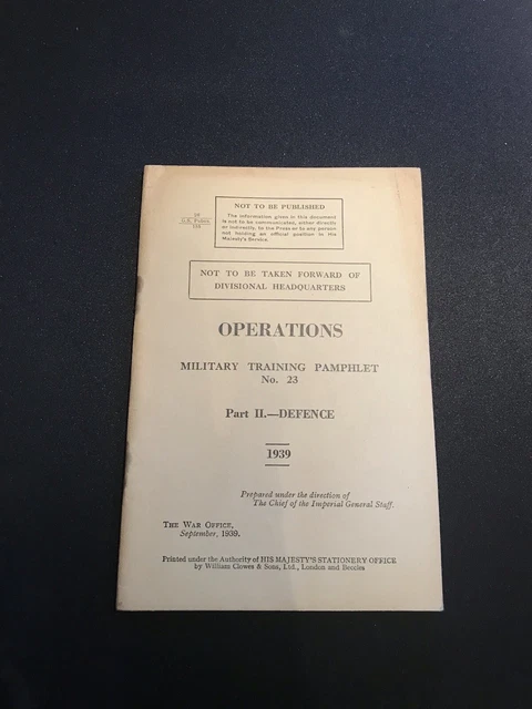 WORLD WAR II British Army Military Training Pamphlet Number 23 Defence ...