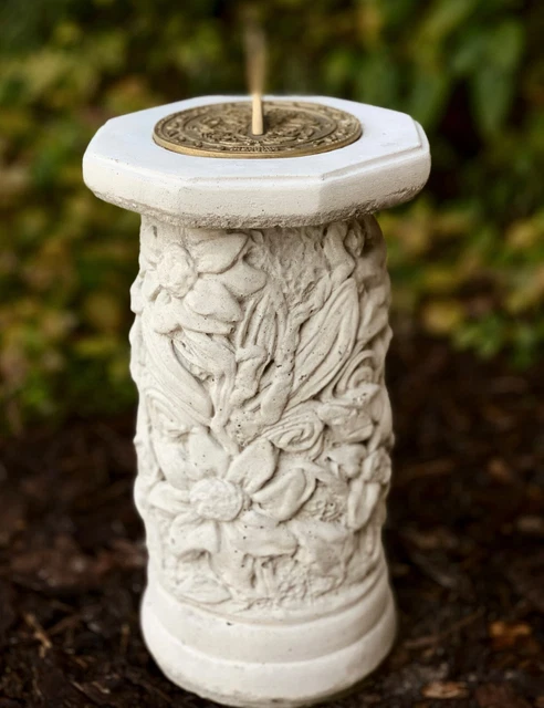 MODERN OUTDOOR SUNDIAL figurine Stone plinth sculpture Concrete garden ...