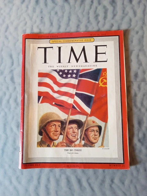 VINTAGE 14 MAGGIO 1945 TIME Magazine The Big Three Allies USA Gran ...