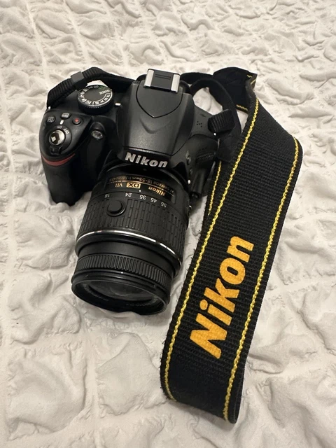 NIKON D D3200 24.2MP Digital SLR Camera AF-S DX VR 18-55mm Lens - Black ...
