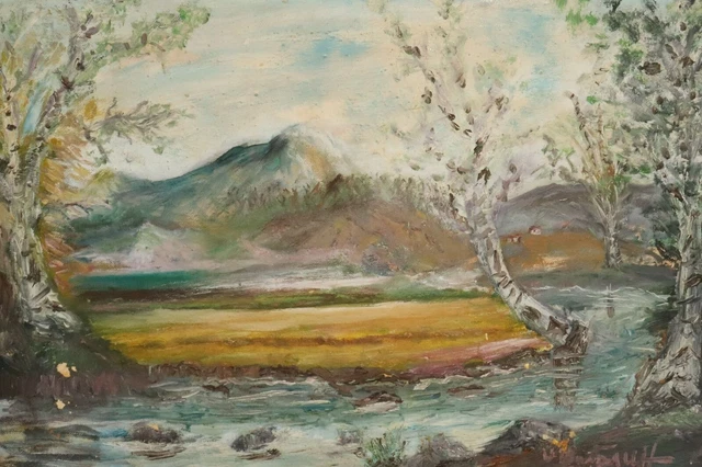 TABLEAU ANCIEN HUILE impressionniste paysage fluvial EUR 221,08 - PicClick FR