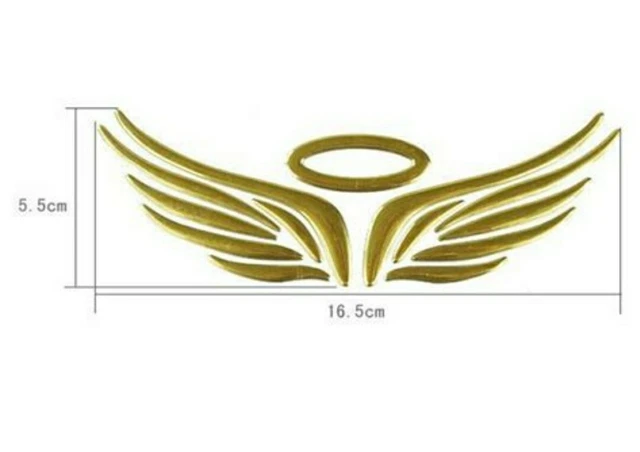 SELF ADHESIVE STICKER Gold Chrome 3D Halo And Angel Wings Car Badge ...