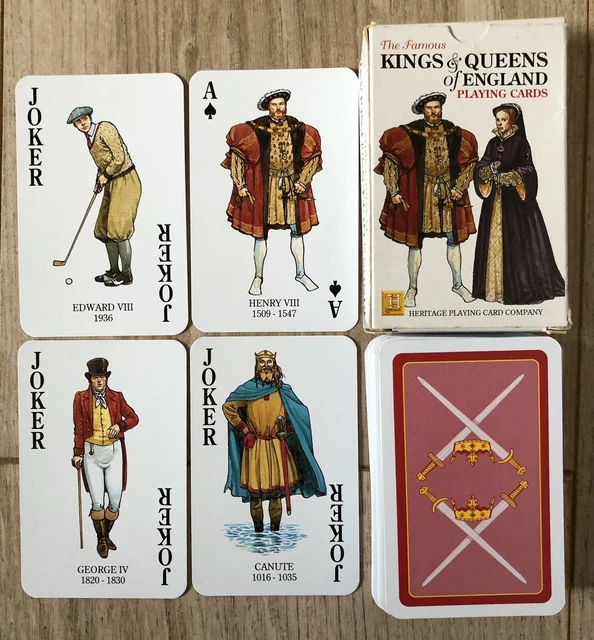 THE FAMOUS KINGS & QUEENS of ENGLAND illustrated Heritage playing cards ...