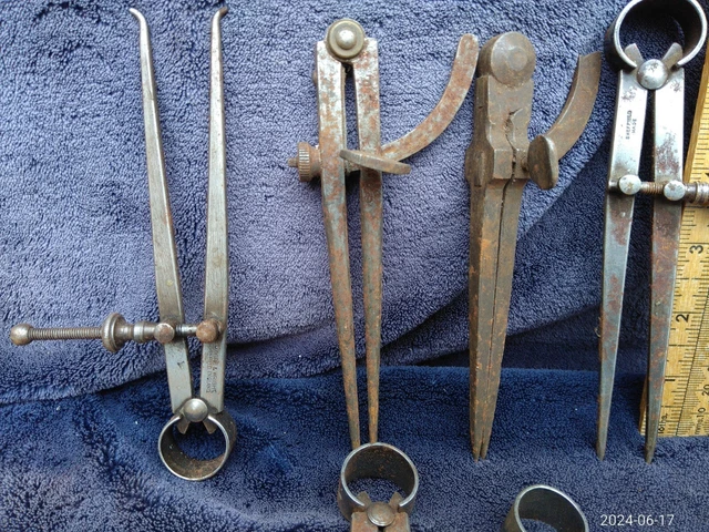 10 VINTAGE ENGINEERING Tools Scribe Compasses Dividers Calipers Moore ...