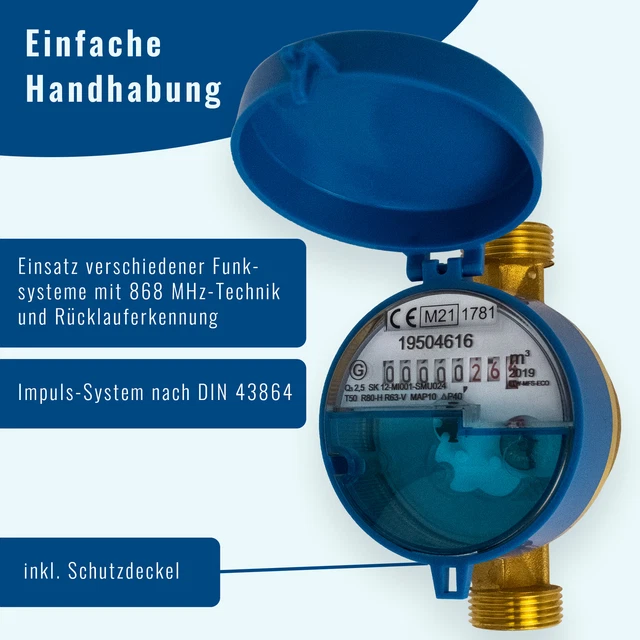 WASSERZÄHLER/ WASSERUHR GARTEN/ Kaltwasserzähler 1/2" 110 mm 3/4" - Komplett-Set EUR 28,75 ...